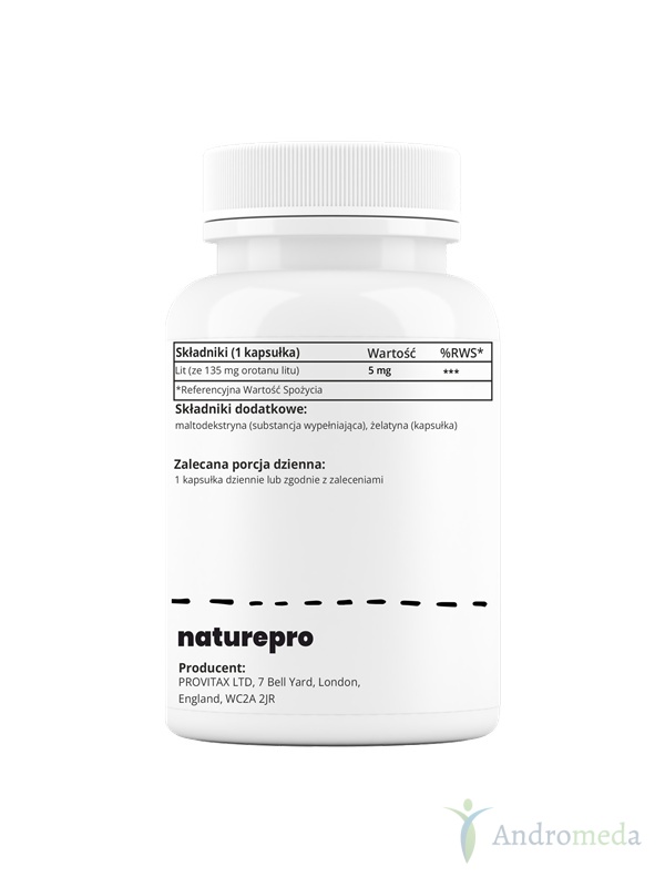 NaturePRO Orotan litu 5 mg 360 kapsułek - Bio sklep Andromeda